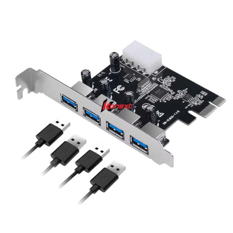 Placa PCI USB 3.0 con 4 puertos USB-A energia 4 PINES IDE - KONEXT